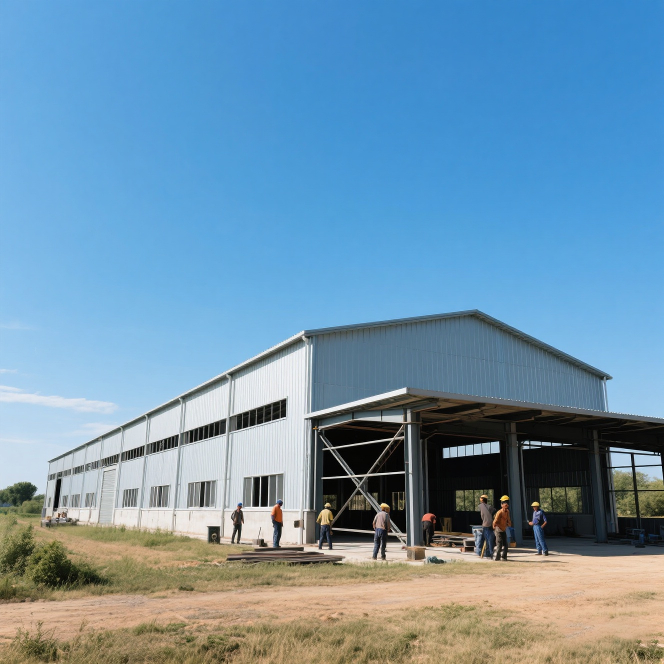 Prefab H Section Steel Structure Workshop With Bridge Crane Anti Corrosion